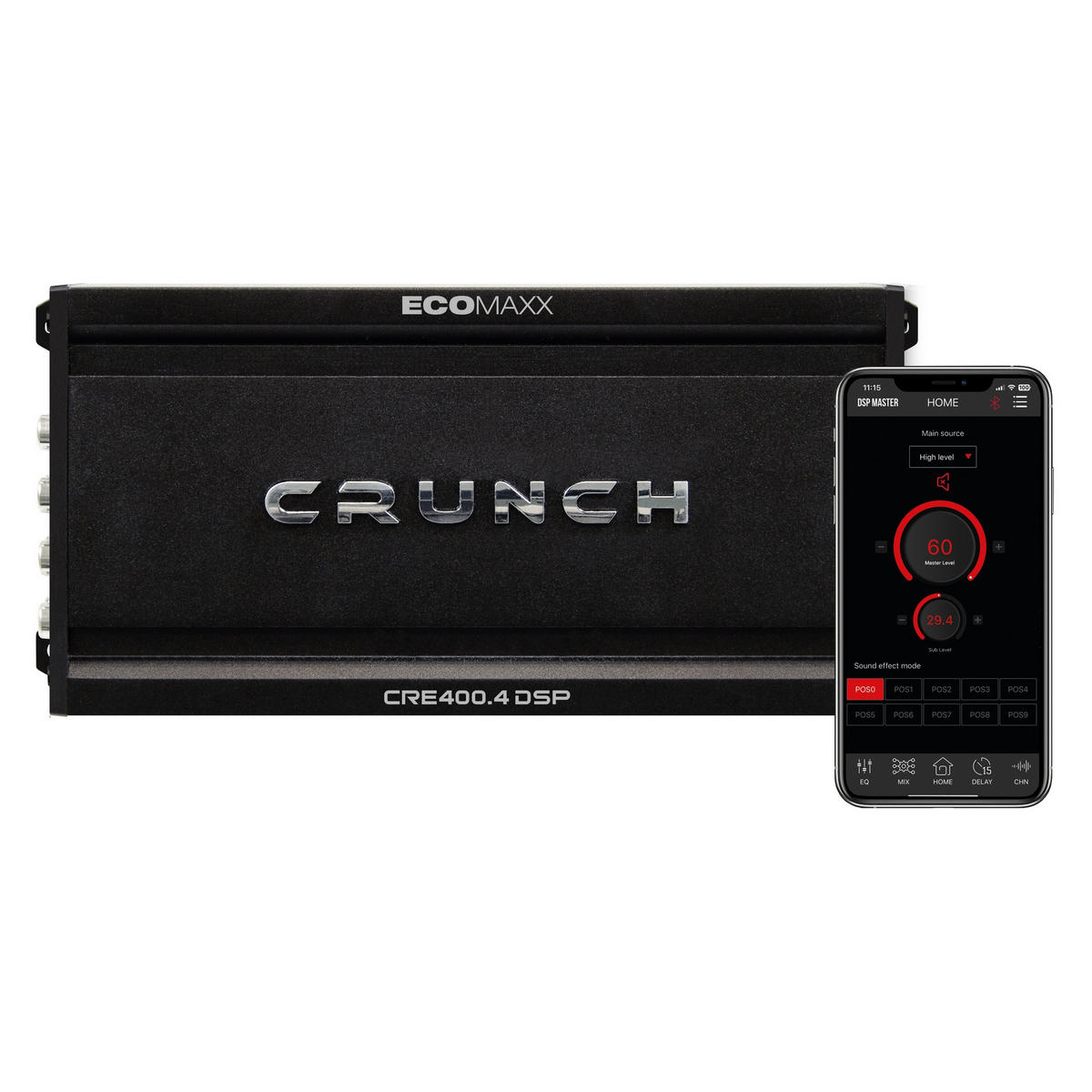Crunch CRE400.4DSP-ISO – DSP-slutsteg med ISO plug & play